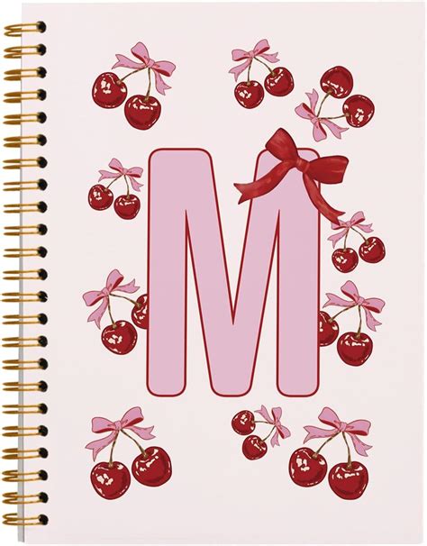 Rusenbao Personalized Initial Coquette Pink Bow Notebook Journal Custom Cute
