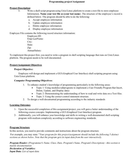 Solved Programming Projectassignment Write A Shell Script