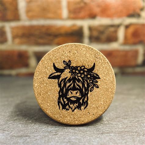 Scotland Inspired Laser Engraved Cork Coasters Thistle And Stitch