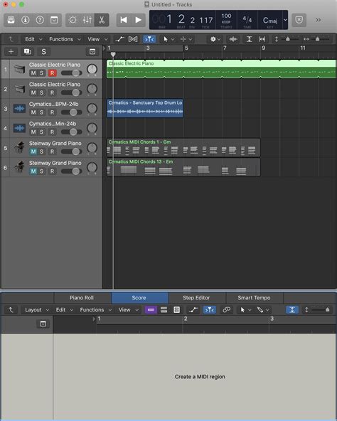 why does my score editor says create a midi region although i have