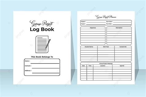 School Logbook And Project Tracker Template For Group Projects Vector Scrapbook Ready For