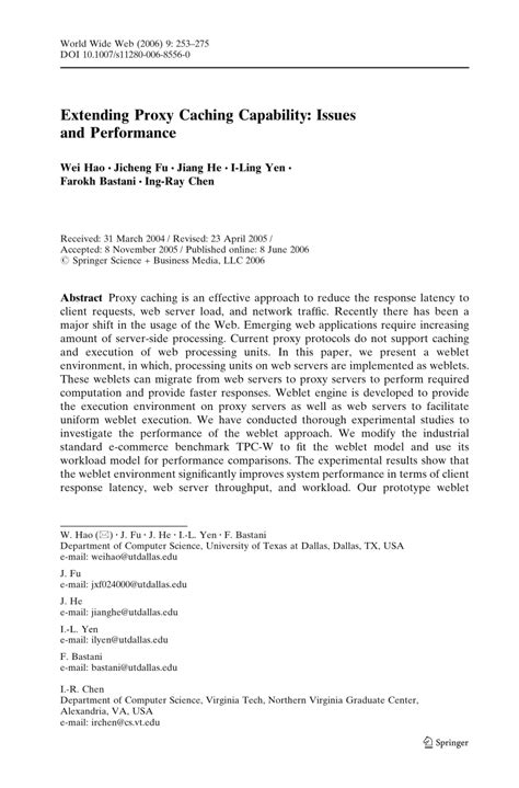 Pdf Extending Proxy Caching Capability Issues And Performance