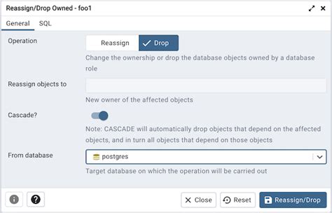 Role Reassign Drop Own Dialog PgAdmin 4 9 7 Documentation
