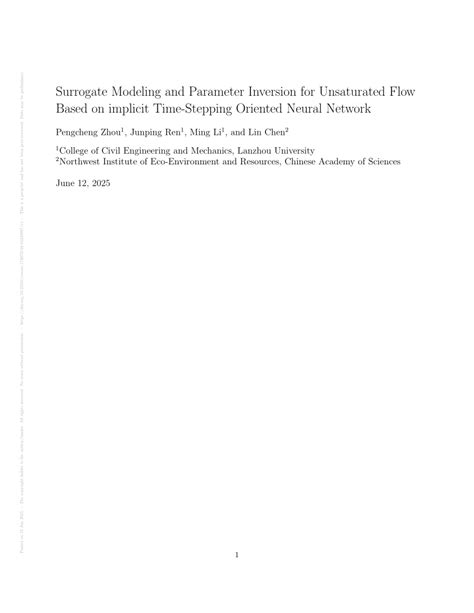 Pdf Surrogate Modeling And Parameter Inversion For Unsaturated Flow