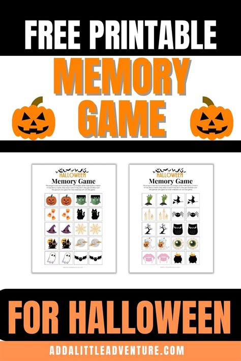Halloween Memory Game Free Printable Add A Little Adventure