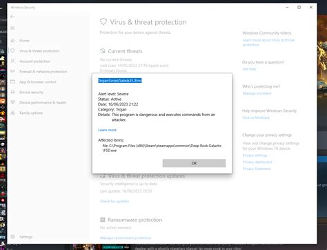 trojan reported by windows defender r deeprockgalactic
