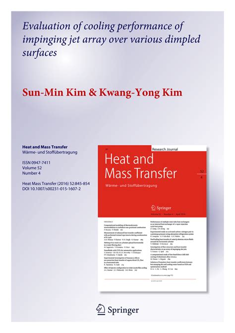 Pdf Evaluation Of Cooling Performance Of Impinging Jet Array Over Various Dimpled Surfaces
