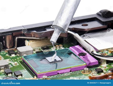 Applying Thermal Compaund On Video Chip Stock Image Image Of Electric