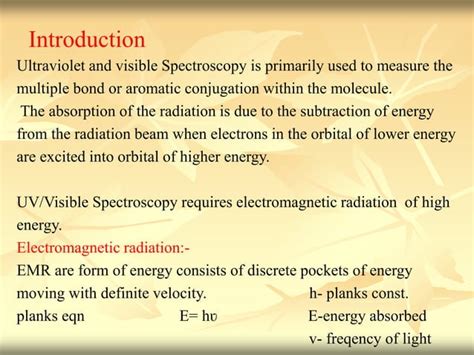 Uv Visible Spectroscopy Introduction Principles Applications Ppt
