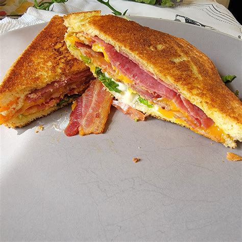 [homemade] Blt With Thicc Bacon Fried Salami And Homegrown Veggies