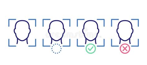 Facial Recognition Icon Set Identification And Biometric Security Stock Vector Illustration