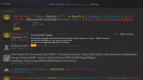 Globaly Banned For FiveM FiveM Client Support Cfx Re Community