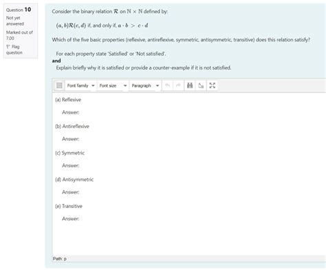 Solved Question 10 Consider The Binary Relation R On N ~ N