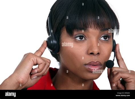 Woman With Headphones And Microphone Stock Photo Alamy