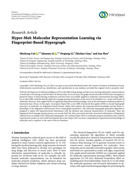 Pdf Hyper Mol Molecular Representation Learning Via Fingerprint