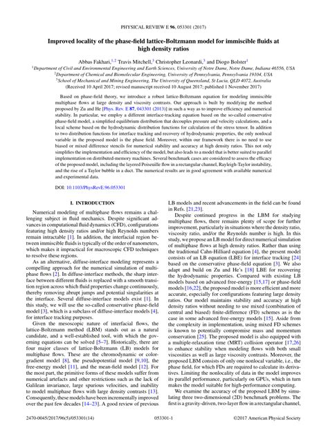 Pdf Improved Locality Of The Phase Field Lattice Boltzmann Model For Immiscible Fluids At High