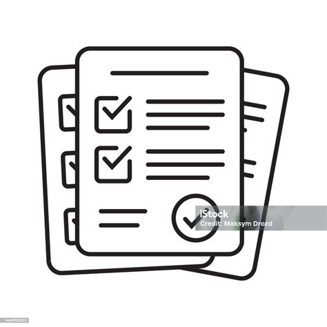 설문 조사 아이콘입니다 설문지 체크리스트 양식 체크리스트가있는 간단한 설문 조사 또는 종이 시험 체크 표시가 있는 문서를 보고합니다 0명에 대한 스톡 벡터 아트 및 기타