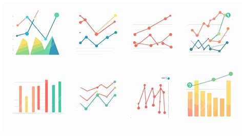 Varieties Of Line Chart And Graph Vector Illustrations Set Premium Ai