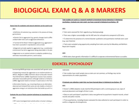 Biological 8 Markers Exam Q And A A Level Psychology Teaching Resources Biological 8 Markers Exam Q And A A Level Psychology Teaching Resources
