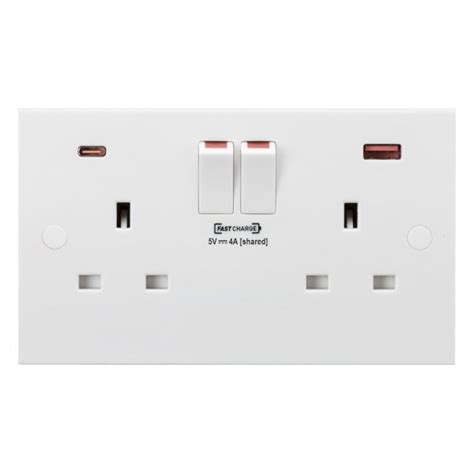 Knightsbridge 2 Gang DP Switched Socket USB Charger SN9909 UKES