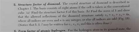 Answered 5 Structure Factor Of Diamond The… Bartleby