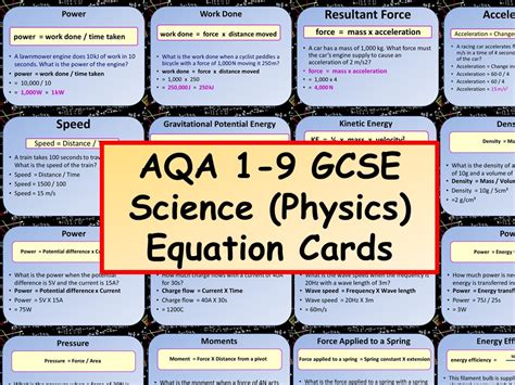 New AQA GCSE Science Physics Equation Cards Teaching Resources