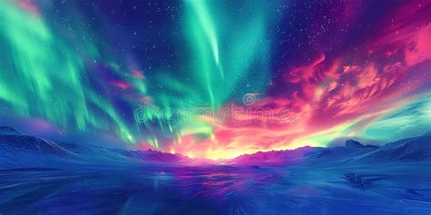 Multi Colored Northern Lights In The Clouds Stock Illustration Illustration Of Dream