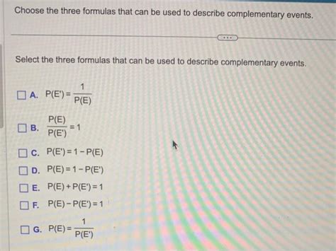 Solved Choose The Three Formulas That Can Be Used To