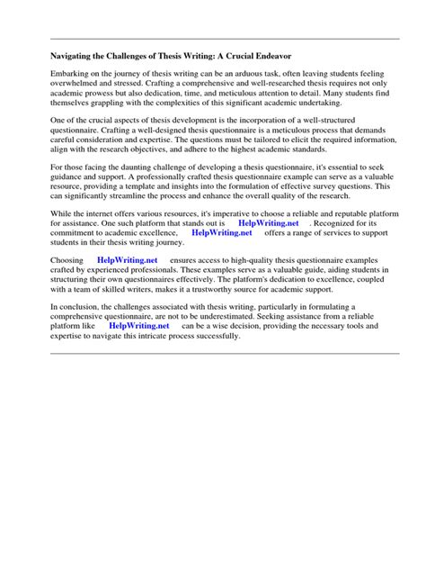 Thesis Questionnaire Example Pdf Survey Methodology Thesis