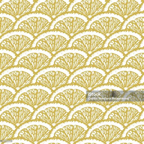 골든 레몬 빈티지 화상 자국 스타일에서 완벽 한 패턴을 조각 핸드 그린입니다 벡터 일러스트입니다 온통 인쇄 0명에 대한 스톡 벡터 아트 및 기타 이미지 Istock