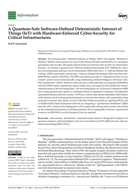 Pdf A Quantum Safe Software Defined Deterministic Internet Of Things