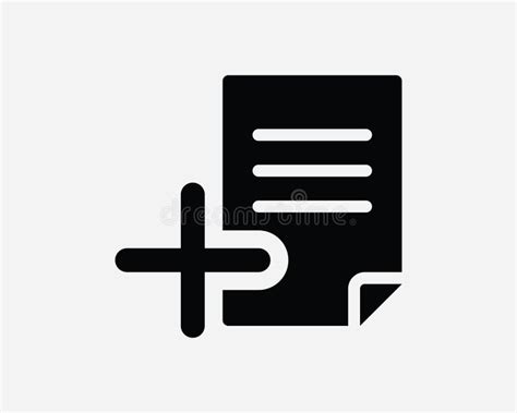 Add New Document File Paper Folder Doc Black And White Web Icon Sign Symbol Vector Artwork