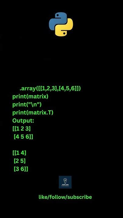 Python Program To Transpose A Matrix Using Numpy Youtube
