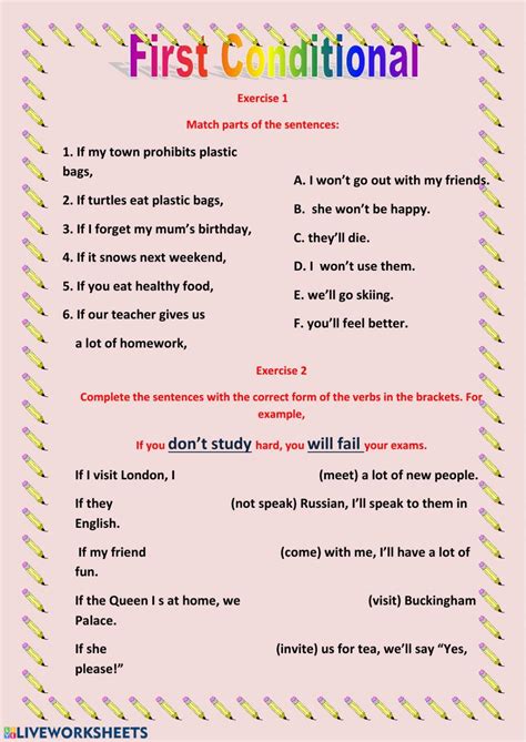 First Condition… Free Interactive Worksheets 91557