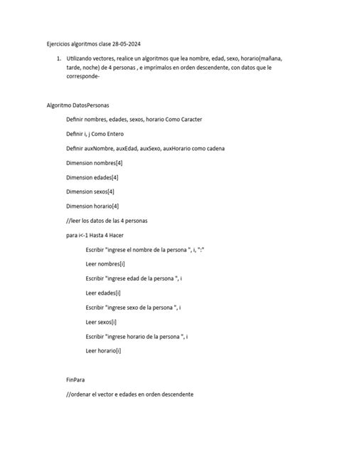 Ejercicios Algoritmos Clase 28 Descargar Gratis Pdf Algoritmos Matemáticas Aplicadas