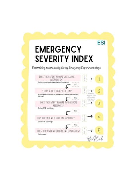 ESI Emergency Severity Index Flowchart Nursing ER Cheat Sheet Triage Etsy In 2023 Flow