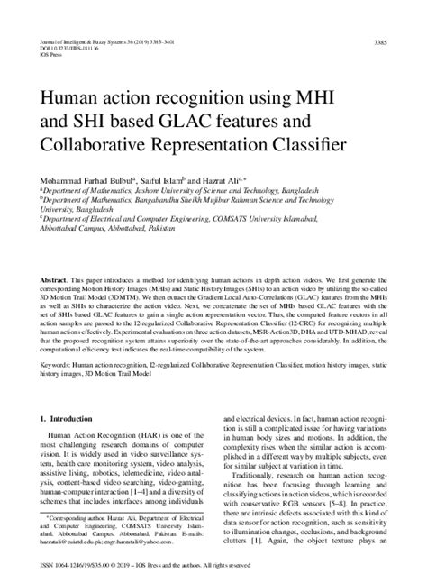 pdf human action recognition using mhi and shi based glac features