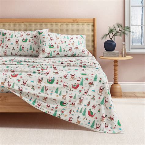 Great Bay Home Christmas Flannel Sheet Set 100 Turkish Cotton