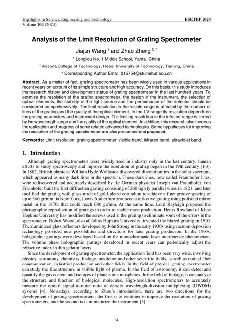 Pdf Analysis Of The Limit Resolution Of Grating Spectrometer