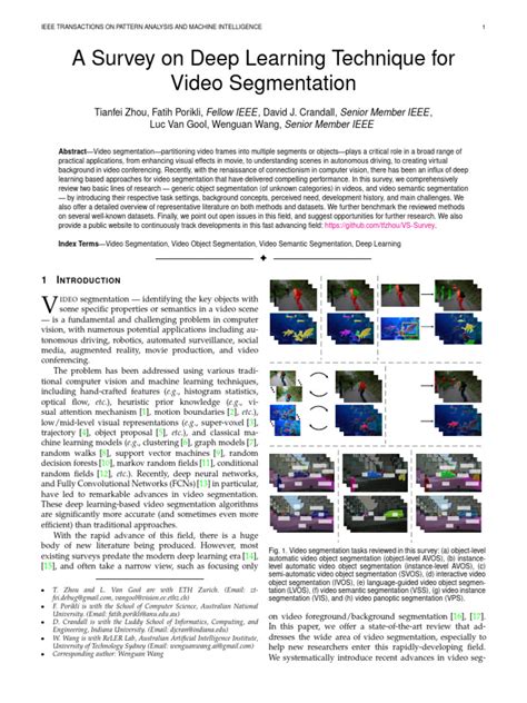 A Survey On Deep Learning Technique For Video Segmenttaion Pdf