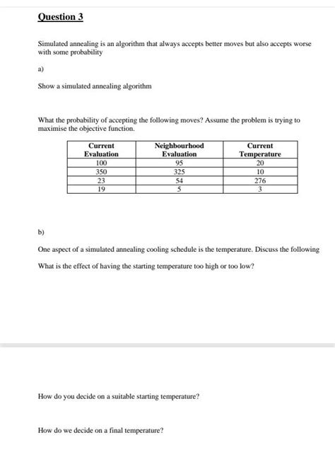 Solved Simulated Annealing Is An Algorithm That Always Chegg