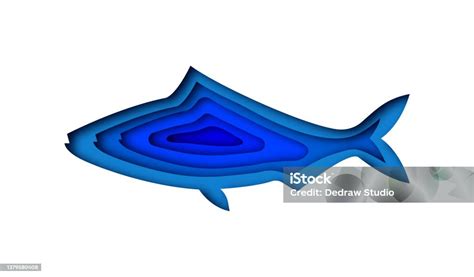3d 종이 컷 스타일의 야생 물고기 모양 페이퍼커팅에 대한 스톡 벡터 아트 및 기타 이미지 페이퍼커팅 건강한 식생활 낚시 Istock