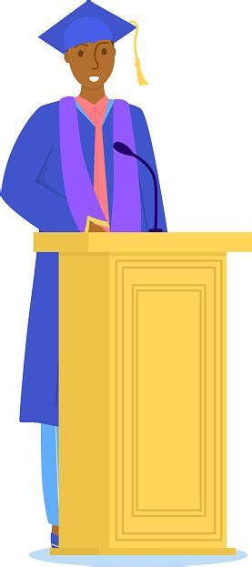 흑인 남자 캐릭터 완전한 중등 학교 졸업 학생 서 흰색에 고립 된 졸업장을 얻을 평면 벡터 일러스트 교육에 대한 스톡 벡터 아트 및 기타 이미지 Istock