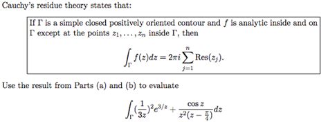 Solved Cauchy S Residue Theory States That If I Is A Simple Chegg Com