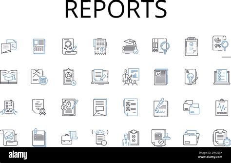 Reports Line Icons Collection Records Files Documents Accounts Bulletins Briefings