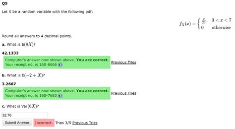 Solved Q5 Let X Be A Random Variable With The Following Pdf