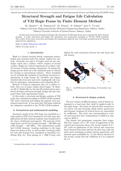 Pdf Structural Strength And Fatigue Life Calculation Of Y32 Bogie Frame By Finite Element Method