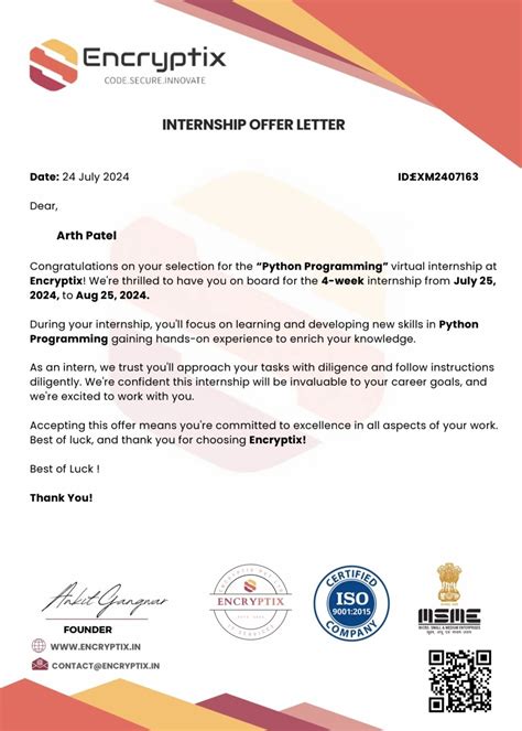 Encryptix Pythonprogramming Encryptix Arth Patel