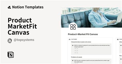Product MarketFit Canvas Template By TopSystems Io Notion Marketplace