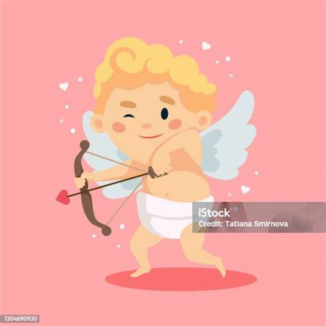 귀여운 큐피드 캐릭터 만화 스타일의 해피 발렌타인 데이 벡터 일러스트레이션 0명에 대한 스톡 벡터 아트 및 기타 이미지 0명 거룹 겨냥 Istock